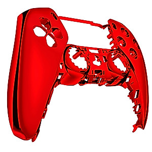 eXtremeRate Chrome Red Glossy DIY Accessories Replacement Front Shell Compatible with ps5 Controller, Custom Faceplate Compatible with ps5 Controller - Touchpad NOT Included
