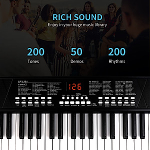 M SANMERSEN Piano Keyboard for Beginners, 37 Keys Built-in 1200mA Rechargeable Battery Electronic Piano Keyboard Portable Music Piano Keyboard with Mic LED Screen Teaching Gift for Beginners, Black