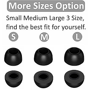 JNSA Memory Foam Ear Tips Noise Canceling Foam Ear Tip Compatible with EarFun Air Pro 3 / Air Pro 2 / EarFun Air, No Silicone Eartips Pain, Fit in Charging Case, 3 Pairs (S/M/L, Black) 214efb3