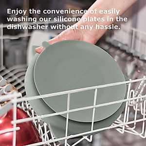 Andy Bear Suction Plates for Baby Silicone Plates Divided, Baby Led Weaning Supplies, Silicone Baby Plates for Toddler, Baby Dishes, BPA Free (Deep Sky)