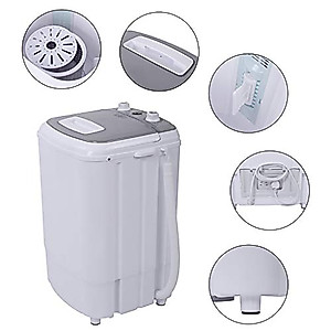 Portable Mini Compact Single Tub Washing Machine 10lbs Washer Spinner Washing Machine with Wash and Spin Cycle, Space Saving Full-Automatic Washer for Camping, Apartments, Dorms, College Rooms, RV's