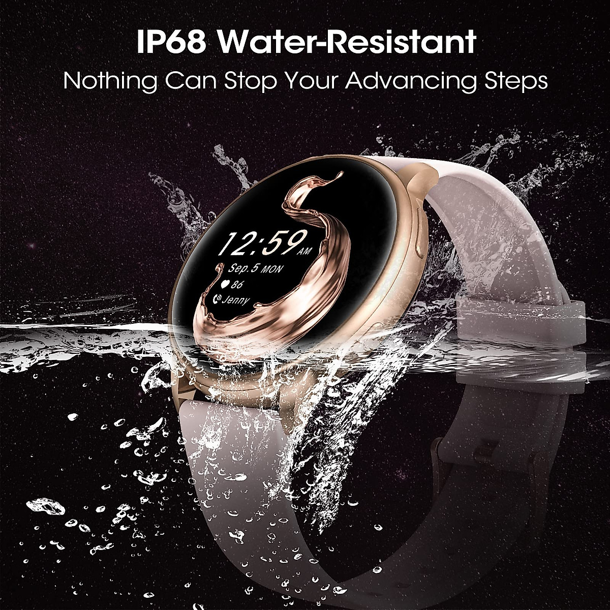 Smart Watch for Women(Answer/Make Calls), 1.3'' AMOLED Bluetooth Smartwatch for Android Phones iPhone Compatible, IP68 Outdoor Fitness Tracker with Heart Rate, Blood Pressure, SpO2 Monitor, Watch Gold