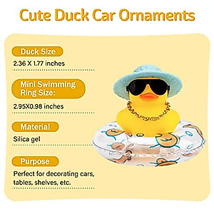 wonuu Car Rubber Duck Dashboard Ornament with Mini Bachelor Cap, Necklace & Sunglasses