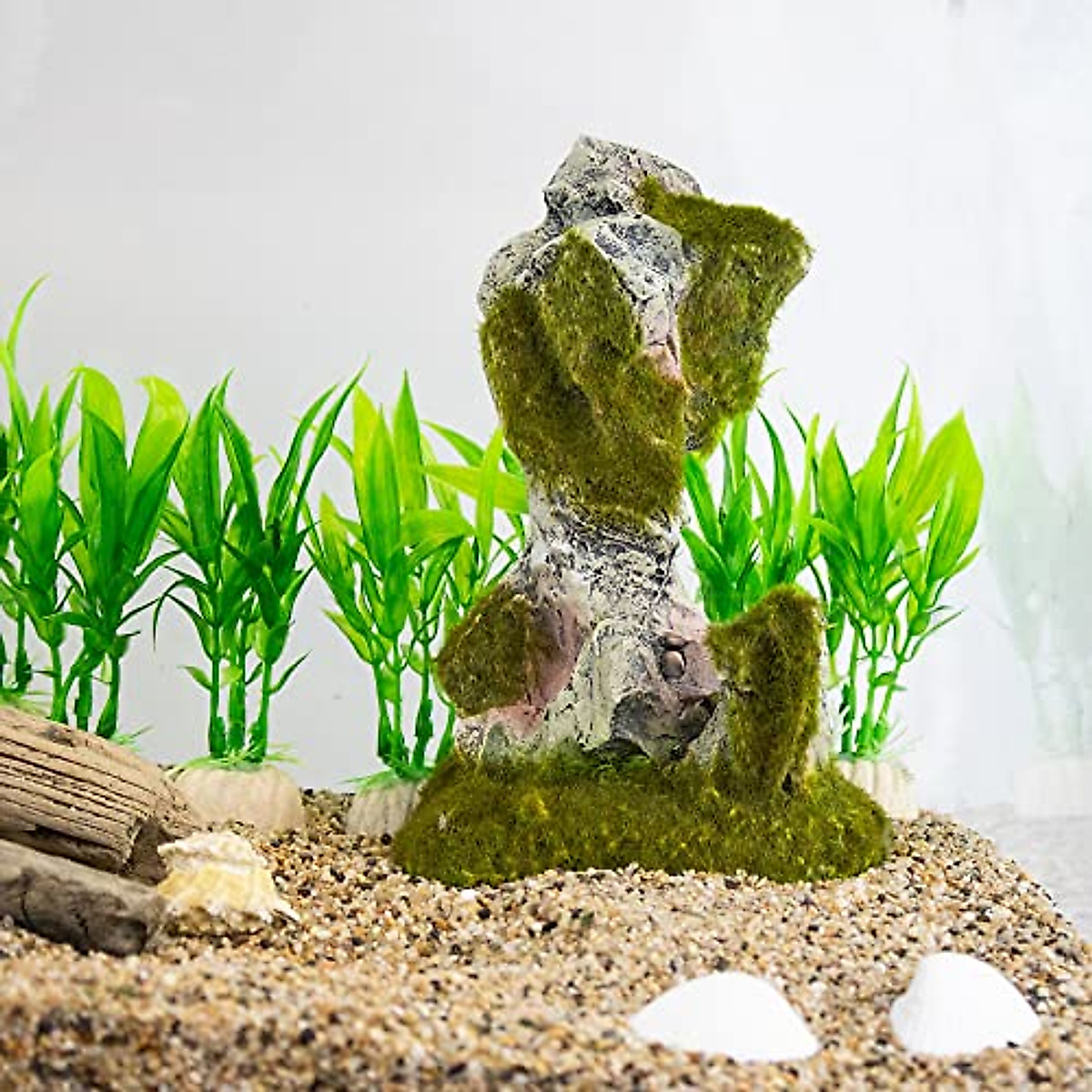 NW Wholesaler 6.75 Inch Fish Tank Mossy Rock Fish Tank Decoration - Fish Hideaway for Saltwater and Freshwater Aquarium Decor