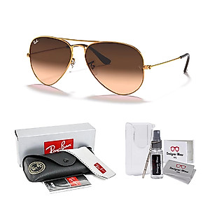 Ray-Ban RB3025 Aviator Evolve 9001A5 55M Shiny Light Bronze/Crystal Lens Pink Brown Gradient Sunglasses For Men For Women + BUNDLE with Designer iWear Kit