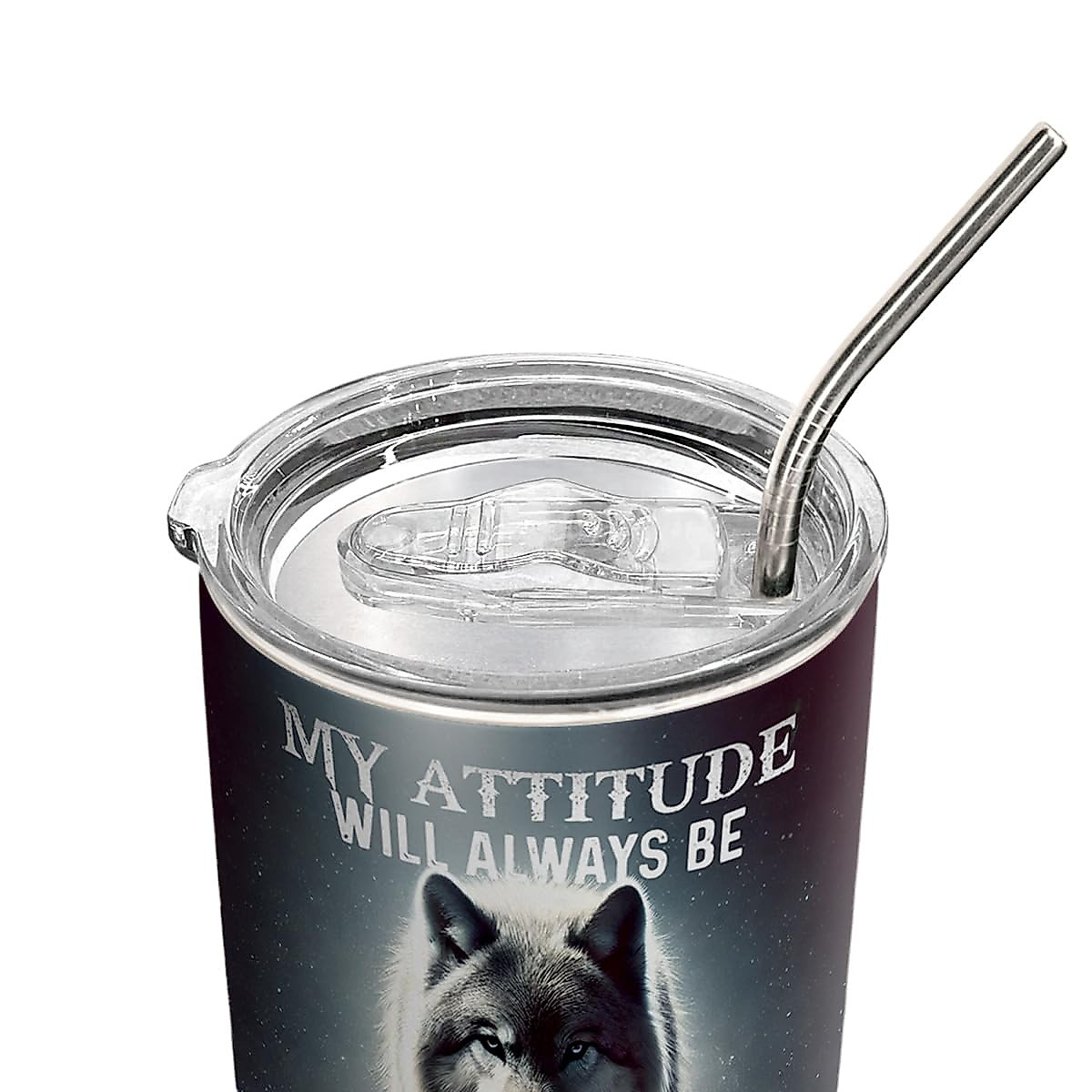 20oz Wolf Tumbler, Wolves Attitude Gifts for Wolf Lovers, Coffee Thermos for Men, Women, Stainless Steel Double Wall Vacuum Insulated Coffee Mug, Travel Cup with Lid - A
