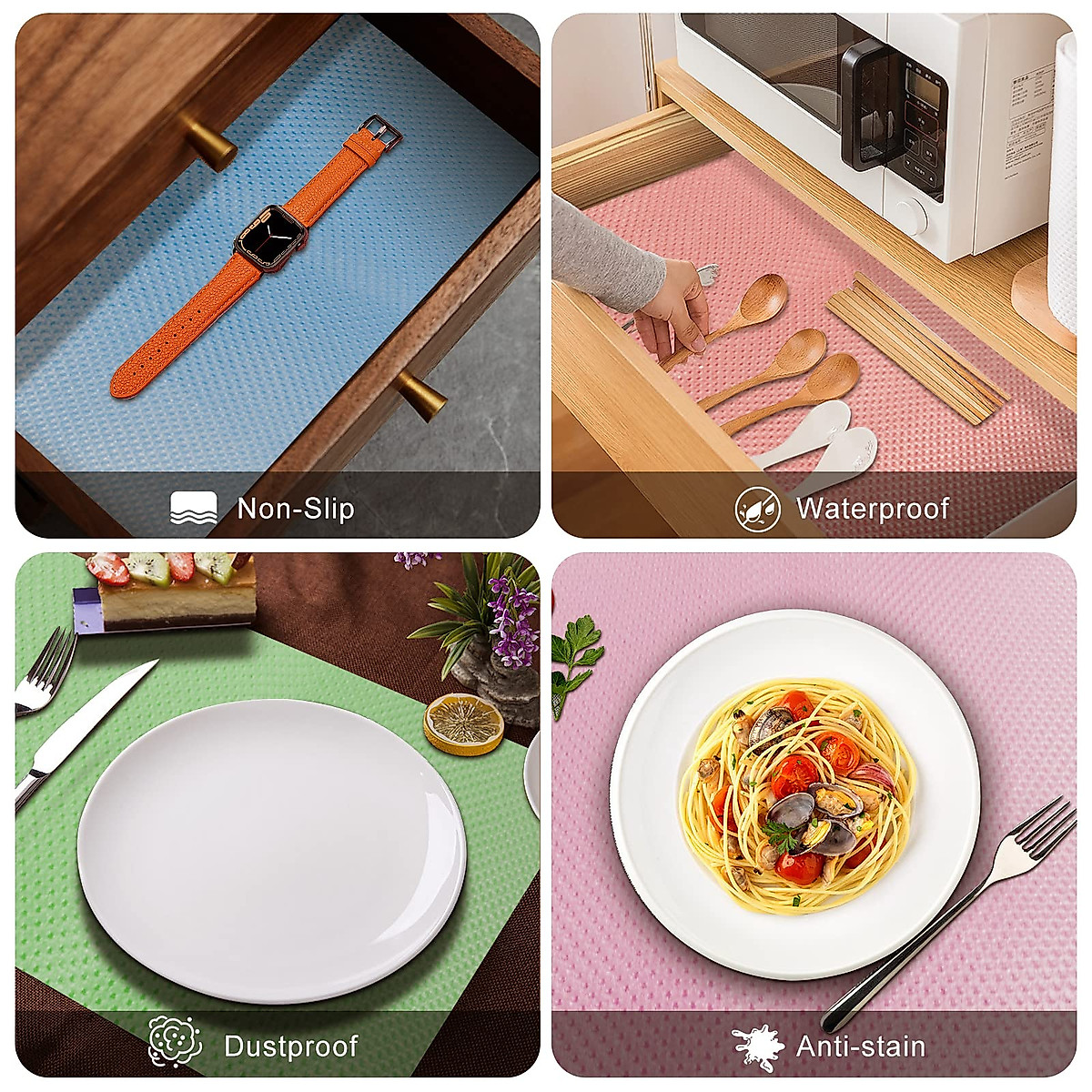 TIONTURE 4 Pcs Refrigerator Liners Refrigerator Mats EVA Fridge Liner for Glass Shelves Washable Refrigerat Mat Fridge Mats for Refrigerators Cabinets Wardrobes Drawers