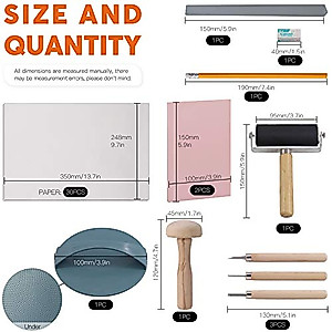 Rustark 42Pcs Rubber Stamp Making Kit, Printing Starter Tool Kit with Carving Knives,Rubber Carving Blocks,Ink Brayer Roller,Tracing Paper and More for Printmaking, Sculpting, Stamping