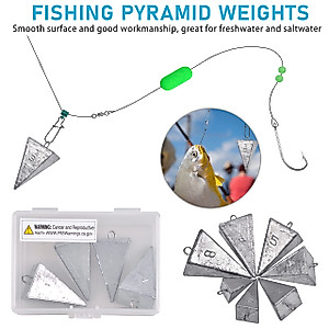 Pyramid Sinkers Fishing Weights, Bullet Fishing Weights Sinkers Tangle Free Fishing Weights for Saltwater Surf Fishing Gear Tackle 1oz 2oz 3oz 4oz 5oz 6oz 8oz