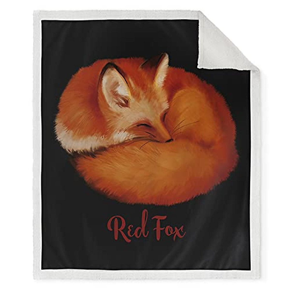 Jekeno Red Fox Sherpa Blanket Soft Warm Print Throw Blanket Lightweight Travelling Camping Lightweight Travelling Camping for Women Adults Gift 50"x60"