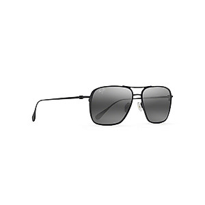 Maui Jim Men's and Women's Beaches Polarized Aviator Sunglasses, Black Matte/Neutral Grey, Medium
