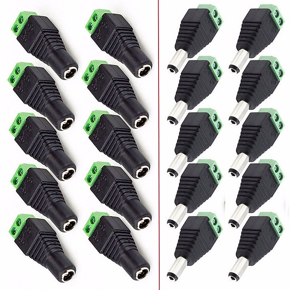 HiLetgo 10Pair Male Female 5.5 X 2.1mm DC Power Plug CCTV 12V Power Terminal Connector