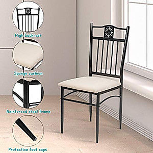 Tangkula 5 Piece Dining Table and Chairs Set Vintage Retro Wood Top Metal Frame Padded Seat Dining Table Set Home Kitchen Dining Room Furniture