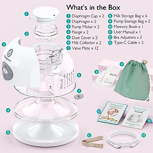 Momspeace Breast Pump Hands Free, Breast Pump with App, Hands Free Breast Pump Wireless, Wearable Breast Pump Portable with Timer & Remote, Electric Breast Pump with 2 Modes & 12 Levels-24mm, 2 Pack