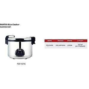 Pantin 110 Cup Cooked (55 Cup Raw) Electric Rice Cooker for Commercial Restaurant Large Capacity - 220V, 2850W (ETL Listed)