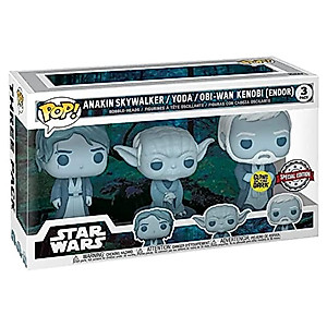 Funko Pop! Star Wars: Across The Galaxy - Force Ghost 3 Pack, Anakin, Yoda, OBI-Wan, Amazon Exclusive