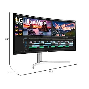 LG 38WN95C-W 38-Inch Curved UltraWide QHD+ 3840x1600 NVIDIA G-SYNC Compatible Nano IPS 144 Hz Refresh Rate and 1 ms Response Time Gaming Monitor with Thunderbolt 3 Connectivity (Renewed)