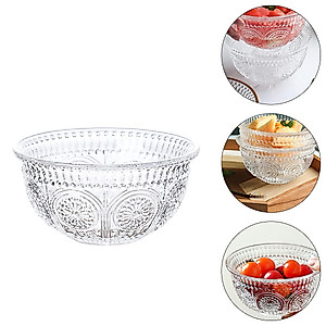 HANABASS Crystal Bowl 1pcs Vintage Flower Embossed Glass Dessert Bowl Ice Cream Bowl Trifle Bowl Salad Bowl Candy Cake Bowl for Home Party Wedding Glass Salad Bowl