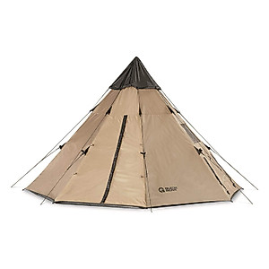 Guide Gear 10' x 10' Teepee Tent for Adults Outdoor Camping, 2-Person, Instant Easy Set-Up Waterproof 4-Season Tents for Backpacking, Hiking