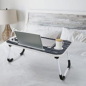 TZT 23.5" Portable Laptop Desk ,Laptop Stand for Bed with USB Charge Port, Laptop Desk for Bed ,Multi-Function Notebook Stand for Working, Reading (Gray)