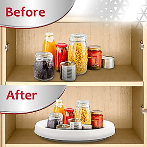 Lazy Susan Turntable, Non Skid Large Lazy Susan Turntable for Cabinet and Refrigerator, Plastic Rotating Turn Table, 12 Inch - by RamPro