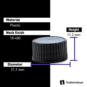 The Bottle Depot - 24 Pack - 0.5 oz Glass Bottle With Cap - Black Frosted - 18-400 Neck Finish - Boston Round Bottles - UV Rays Protection