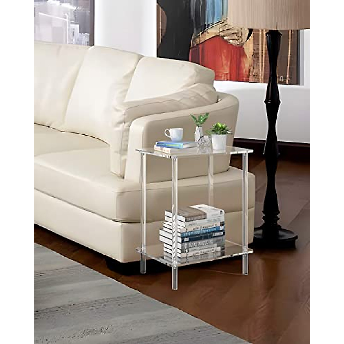 KSacry Small Acrylic Side Table for Small Spaces, 3 Tier Clear Side Table,Small Nightstand/Bedside Table/End Table for Living Room, Bedroom, Bathroom,15.75" L x 11.81" W x 20" H