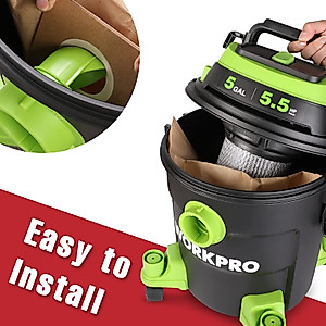 WORKPRO 5 Gallon Wet/Dry Shop Vacuum with Accessories & 5G Dust Collection Bag