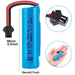 FPVERA 3.7V 1200mAh Li-ion Battery 2PCS 3.7Volt Rechargeable Batteries with USB Charger Cable SM-2P Plug for RC Car Drift Monster Truck Off-Road Vehicle Remote Control Car High-Speed Climbing Racing