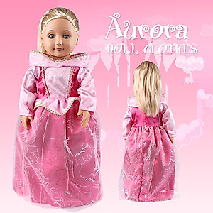 18 Inch Doll Clothes 6PCS Dress Set Includes Snow White, Jasmine, Elsa, Aurora,Merida and Mulan Fits 18 Inch American Doll Girl Princess Clothes