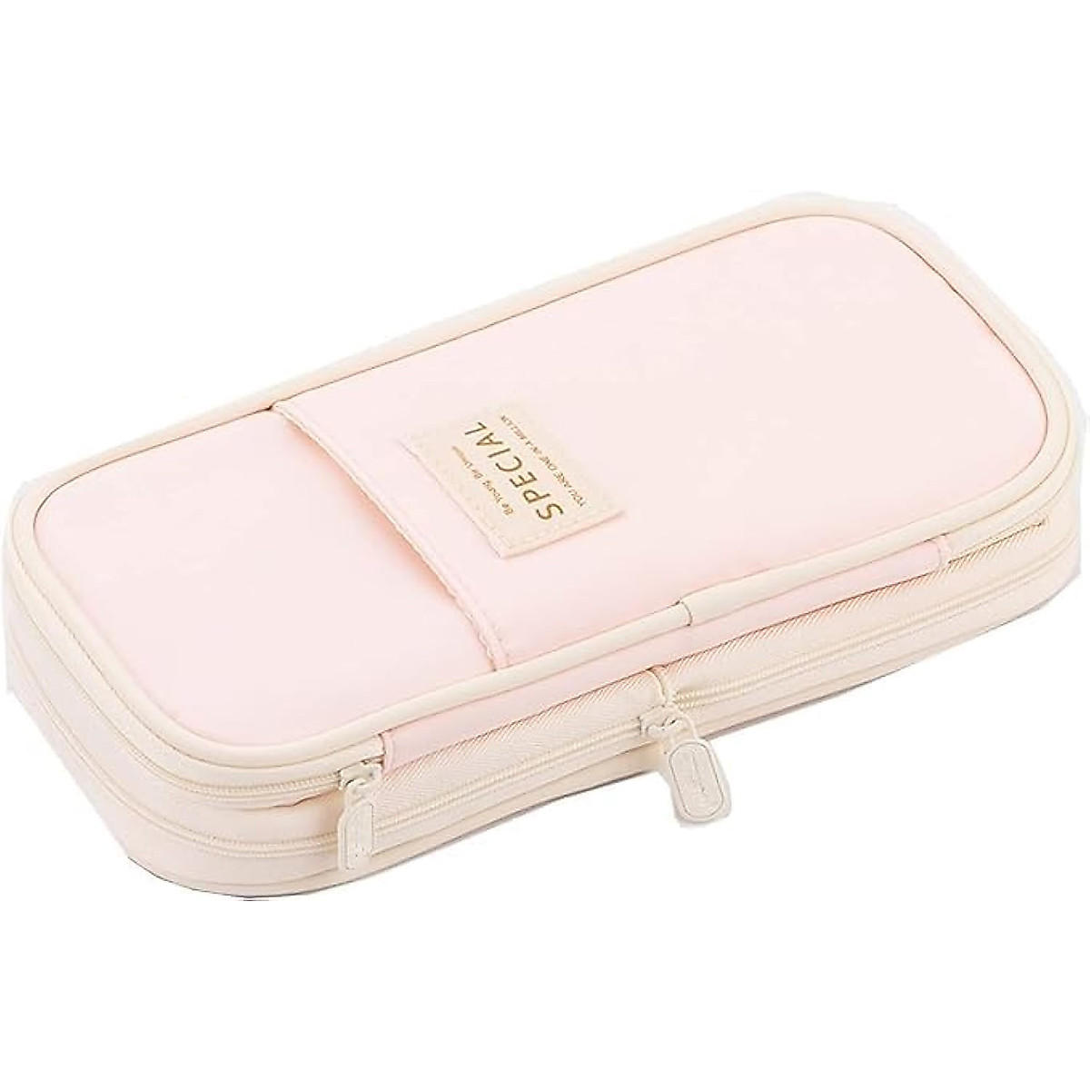 Arnuixty Large Storage Pencil Case Pen Bag with Zipper Big Capacity Pouch Organizer for Office Travel Holder Box(Peach)