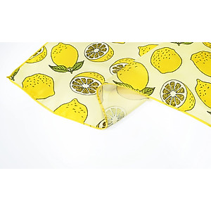 GERINLY Womens Neckerchief - Yellow Lemon Print Square Hair Scarf Headband Cute Bandana Bag Handle Wrap (Pale Yellow)