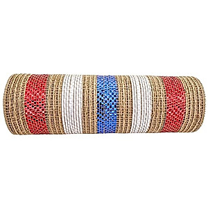 9.5" Natural Jute Mesh by Celebrate It Red, White & Blue