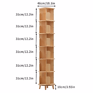 Weglae Rotating Bookshelf,360 Display Floor Standing,Wooden Floor Standing Bookcase,Multifunctional Bookshelf Organizer for Home Office Living Room 20.47 * 20.47 * 4.72in (Tiers: 6)