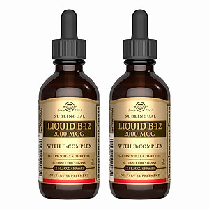 Solgar Sublingual Liquid B-12 2000 mcg with B-Complex - 2 fl oz, Pack of 2 - Supports Energy, Red Blood Cells, Healthy Nervous System & Heart Health - Vegan, Gluten Free - 118 Total Servings