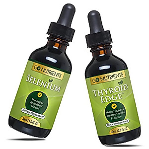 Go Nutrients Selenium 1.0 oz & Thyroid Edge 60 mL | Yeast-Free Liquid Drops, Selenium Drops, Herbal Supplements | Thyroid Support Dietary Supplements to Boost Metabolism, & Increase Levels of Iodine