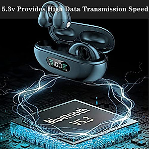 Wireless Ear Clip Bone Conduction Headphones, Mini Bone Conduction Headphones Bluetooth, Open Ear Headphones Wireless Bluetooth for Running Sports (Black) (Black)