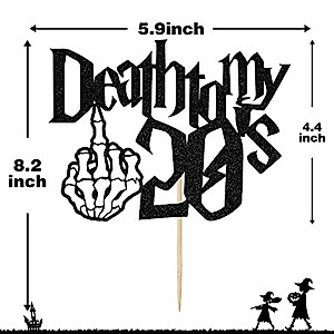 Hequoyer Black Glitter Death to My 20's Cake Topper, Rip My Twenties Cake Decoration, Happy 30th Birthday Party Decorations Supplies