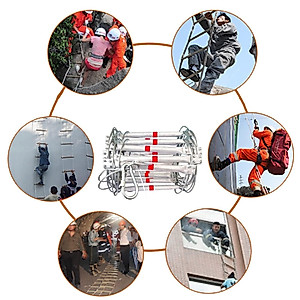 Multifunctional Aluminum Alloy Safety Ladder, Folding Emergency Fire Escape Rope Ladder, Flame Resistant, Wire Rope Ladder for Escape Rescue, Work At Height, Fast to Deploy(5M/16FT)