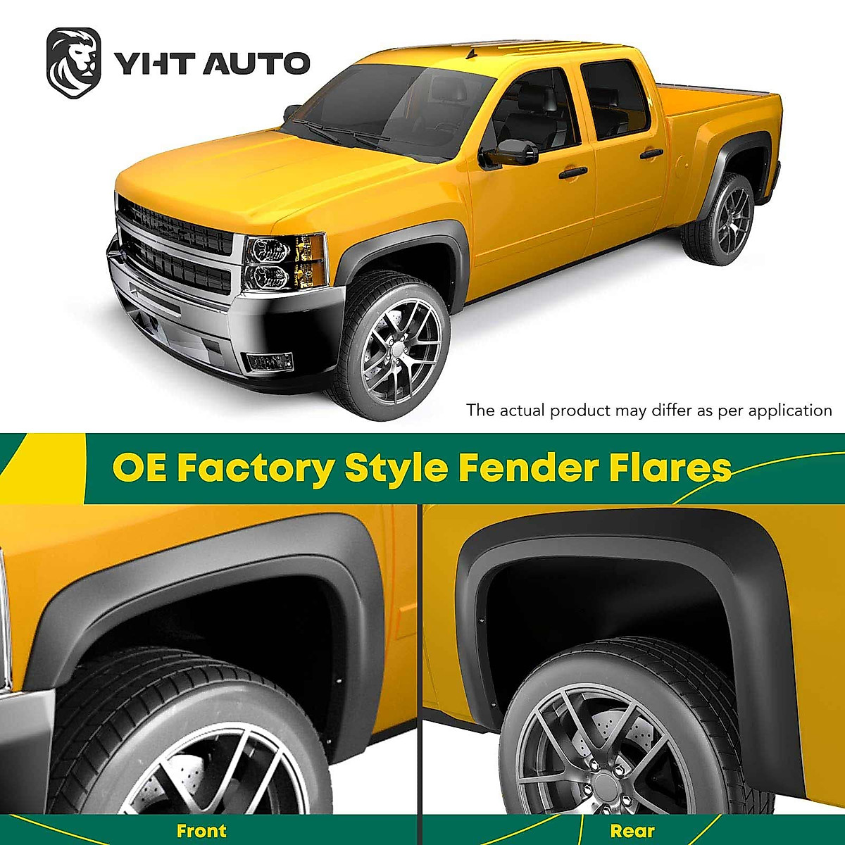 YHTAUTO OE Factory Style Fender Flares Compatible with Ford F-150 2009-2014 67" / 78.8" / 97.4" Fleetside Bed, Not Fit Raptor & Platinum Models, Matte Black Wheel Flare Cover Protector, Set of 4