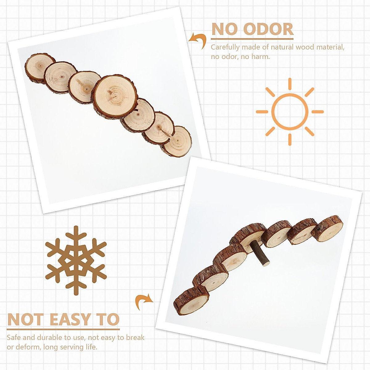 Wooden Hamster Ladder Bridge,Small Animals Climbing Ladder Activity Set Platform Ramps Playground Toys for Parrot Ferret Squirrel Hamster Rat Small Animals Little Rodent to Play and Exercise