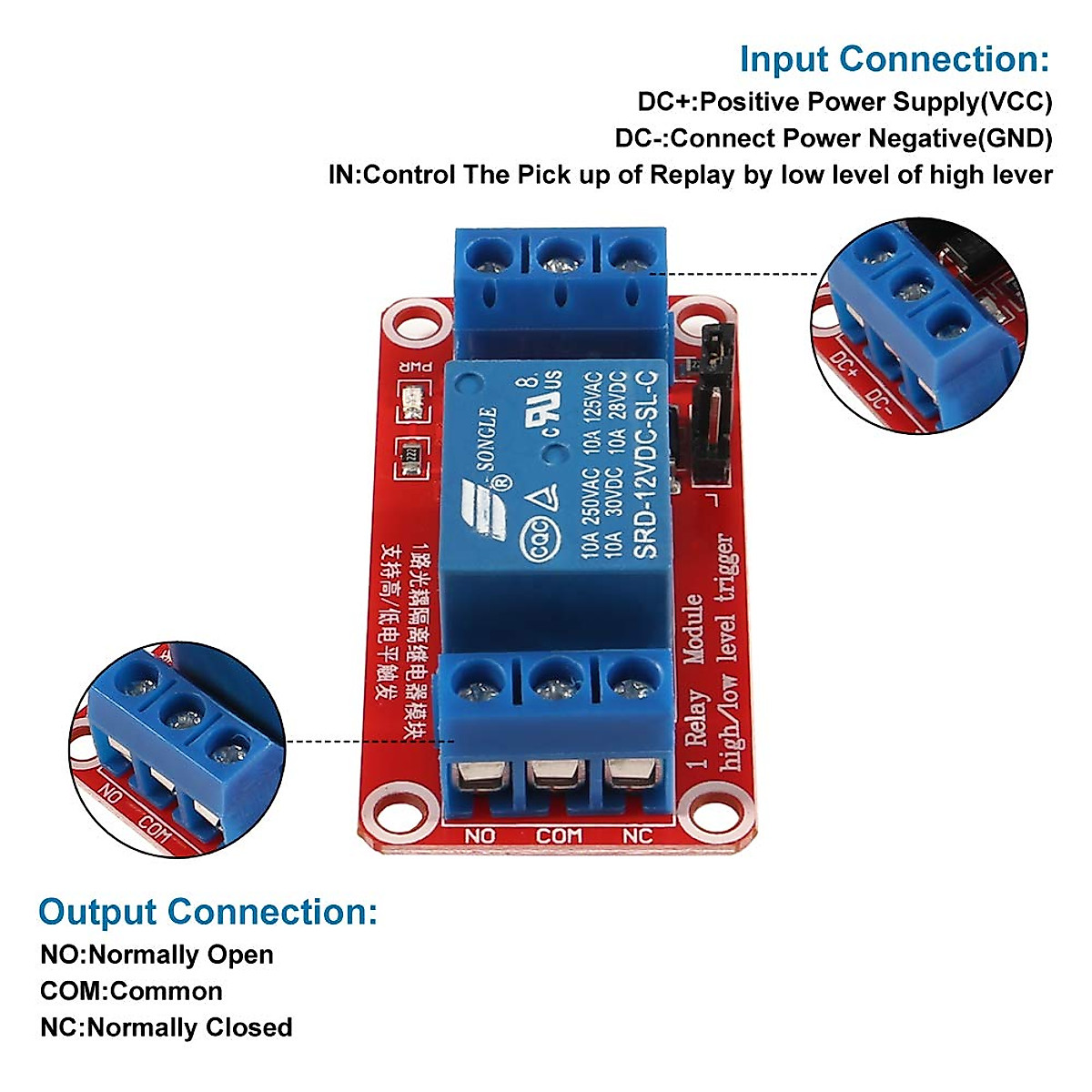 Aoicrie 5Pcs DC 12V 1 Channel Relay Module Board Shield with Optocoupler Isolation Support High or Low Level Compatible Development Board Trigger