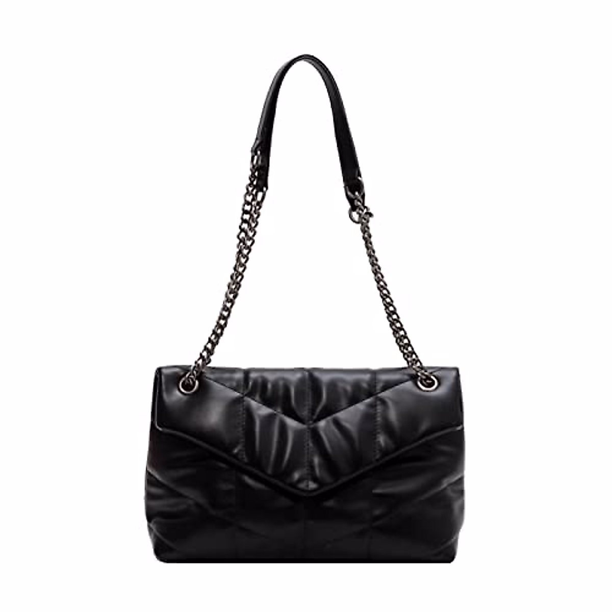 Womens Bag Fashion Leather Shoulder Bag Classic Women Bag Chain Shoulder Totes Handbag Winter Fashion Bags (Color : Black, Size : 12 * 7 * 4inch)