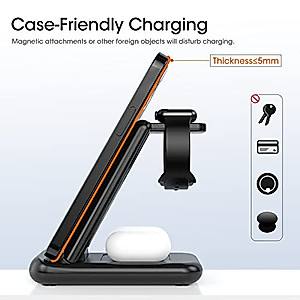 Wireless Charger, 3 in 1 Wireless Charging Station for iPhone 14/13/12/11/Pro/Max/Mini, Fast Wireless Charging Dock with 18W Adapter, Wireless Charger Stand for Apple Watch Series/Airpod 3/pro/2