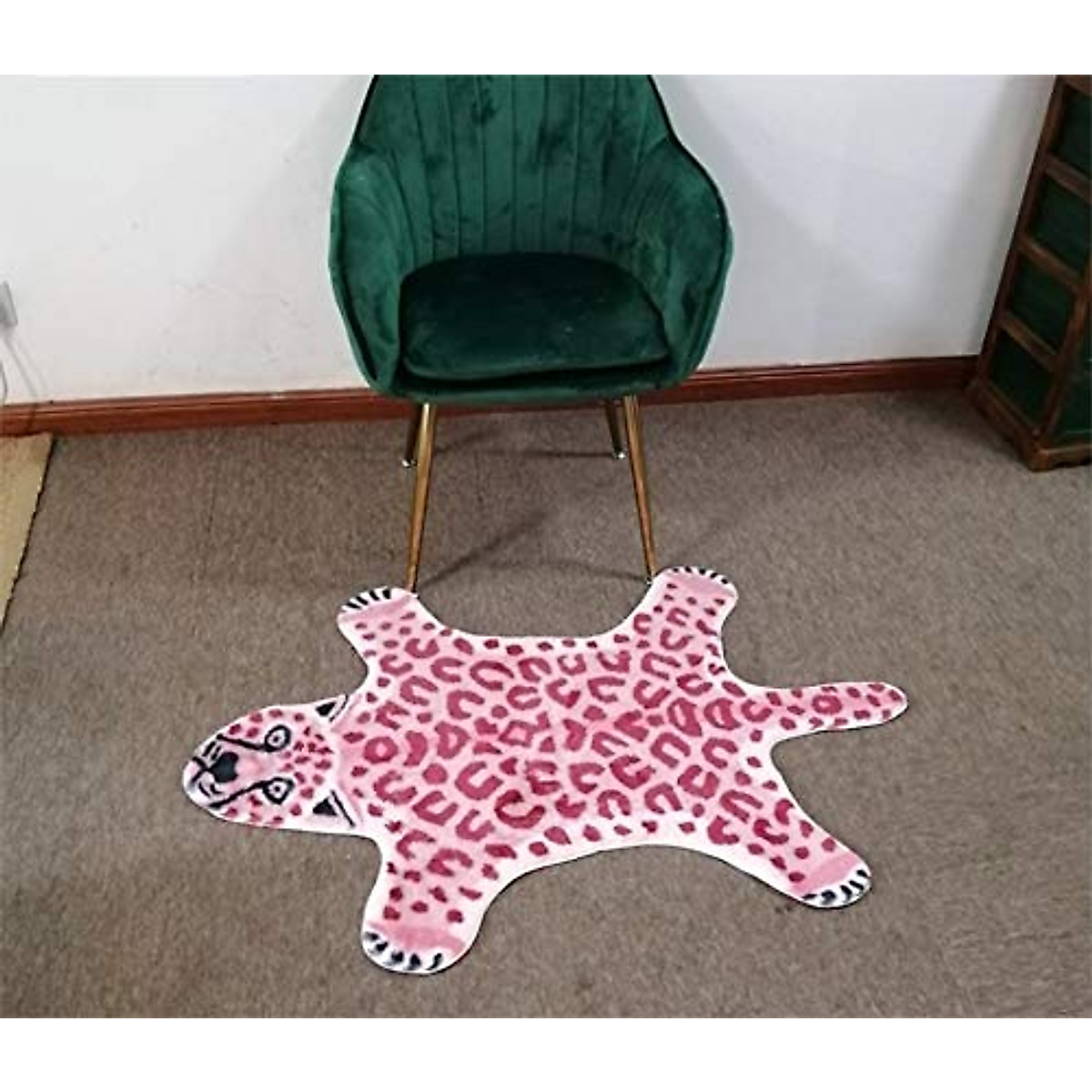 Pink Leopard Print Area Rug Faux Cowhide Cheetah Fur Skin Carpet Non-Slip Animal Printed Area Rug Throw Rugs Floor Carpet for Door Mat Bedrooms Room Decor (3.3x2.95Ft, Pink Leopard)