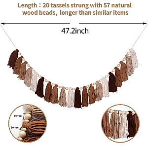 GIAUMA Brown Yarn Boho Tassel Garland Terracotta Rainbow Bunting Banner Wall Hanging Western Decor for Nursery Classroom Back to School Party Kids Bedroom Dorm Room Birthday Baby Shower Office
