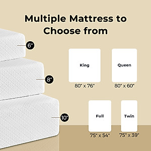 Rolanstar Queen Mattress with Waterproof Mattress Protector, 10 inch Gel Memory Foam in a Box, Fiberglass Free, Breathable for Cool Sleep & Comfy Support, CertiPUR-US Certified, White