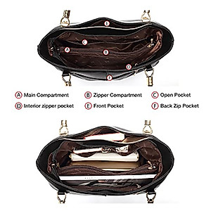 FOXER Women Handbag Leather Purse Lady Tote Shoulder Bag Top Handle Bag Valentine's Day Gifts (Black5)