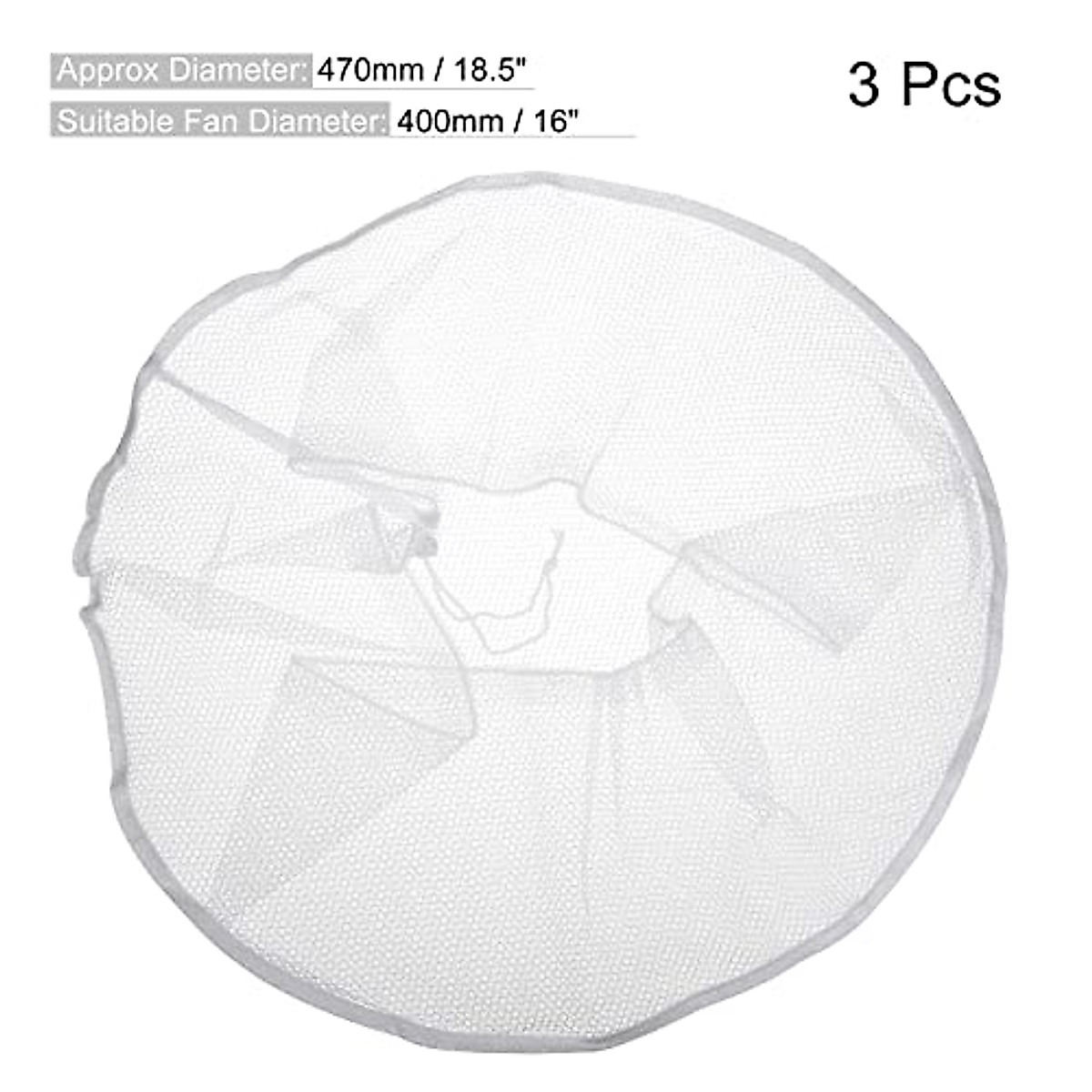 MECCANIXITY Electric Fan Dust Cover 16 Inch Washable Dustproof Guard Mesh Net for Protection, White Pack of 3
