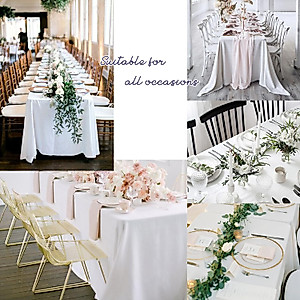 8 Pack White Tablecloth 60 x 102 Inch Polyester Table Cloth for 6 Foot Rectangle Tables, Wrinkle Resistant Washable Decorative Fabric Table Covers for Wedding Party Banquet Buffet and Camping